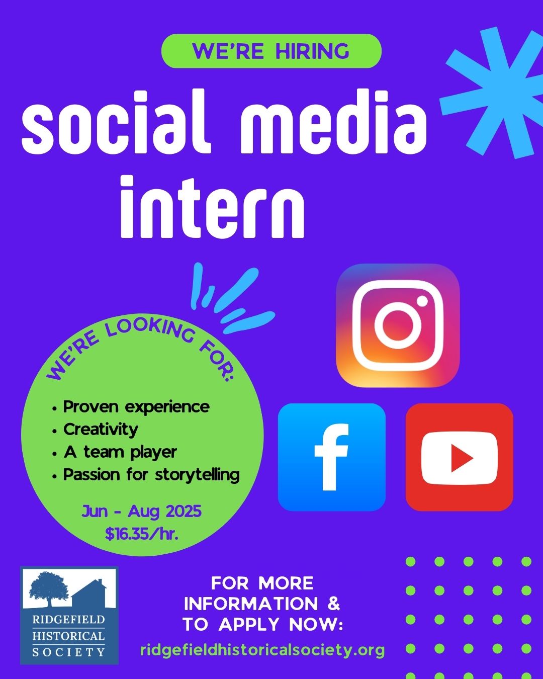 Seeking a Social Media Intern • Ridgefield Historical Society